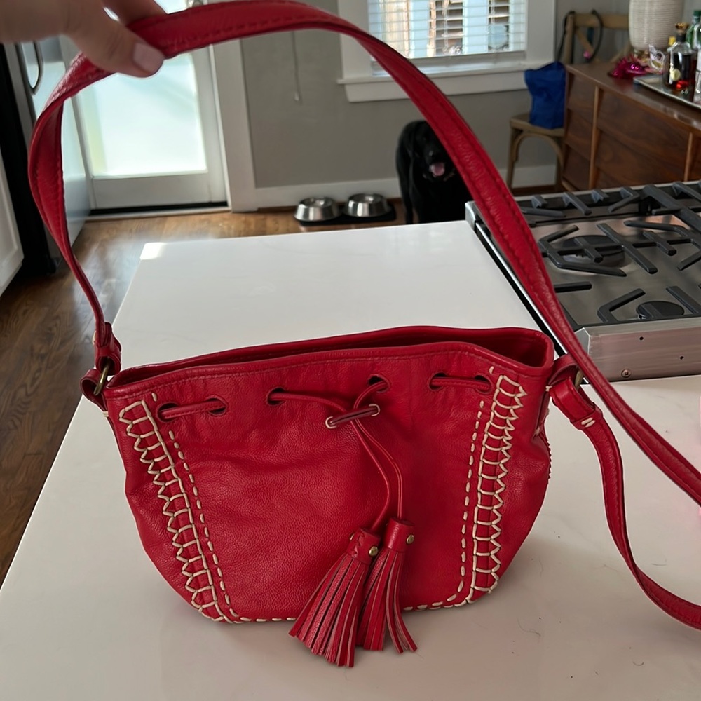 Red Isabella Fiore Leather Crossbody Bag With Cream S… - Gem